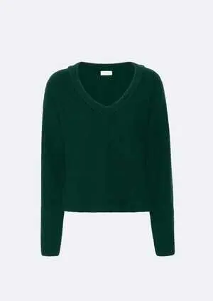 Lapointe Cashmere V Neck Sweater - Forest