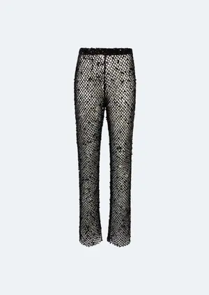 Lapointe Net Mesh Sequin Flare Pant - Black