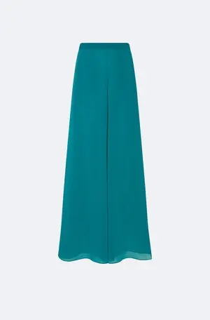 Lapointe Lightweight Georgette Wide Leg Pant With Pockets - Turquoise