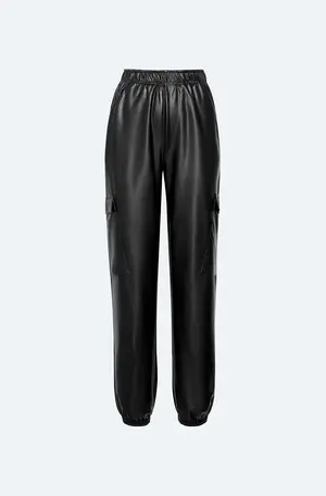 Lapointe Lightweight Faux Leather Jogger - Black