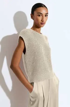 LAPOINTE Silk Yarn Sleeveless Crop Sweater