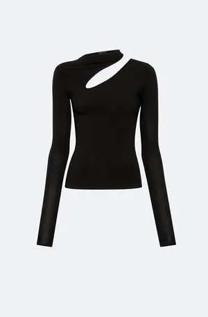 Lapointe Matte Viscose Asymmetric Top - Black