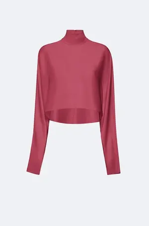 Lapointe Satin Caftan Top - Dark Rose