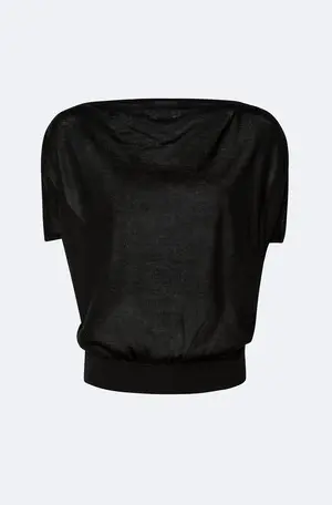 Lapointe Cashmere Silk Shirred Sweater - Black