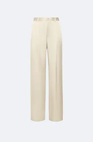 Lapointe Satin Relaxed Pleated Pant - Ecru
