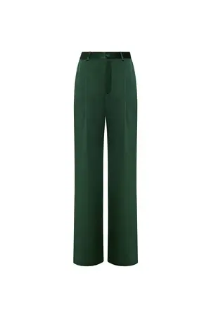 Lapointe Satin Relaxed Pleated Pant - Forest