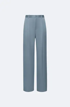 Lapointe Relaxed Pleated Satin Trousers - Light Slate