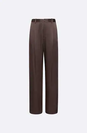 Lapointe Satin Relaxed Pleated Pant - Mocha