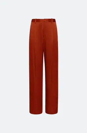 Lapointe Satin Relaxed Pleated Pant - Rust