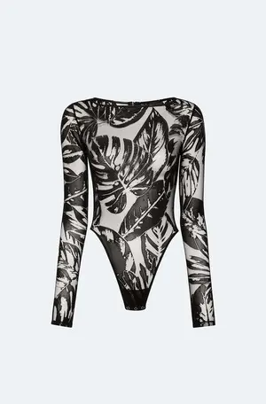 Lapointe Burnout Jersey Boatneck Bodysuit - Black
