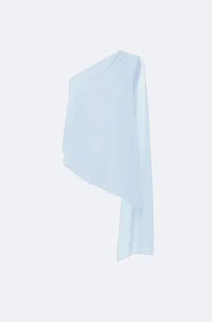 Lapointe Lightweight Georgette One Shoulder Top