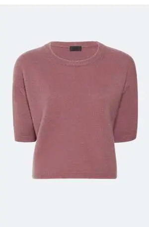 Lapointe Cashmere Short Sleeve Sweater - Clay