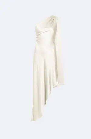Lapointe Satin One Shoulder Dress - Cream