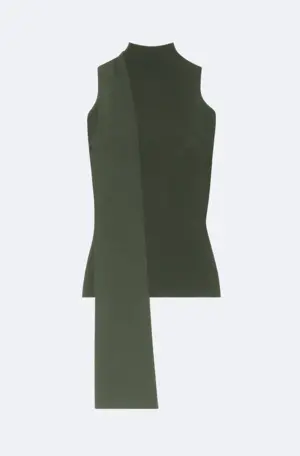 Lapointe Matte Viscose Halterneck Top With Sash Ties - Pine
