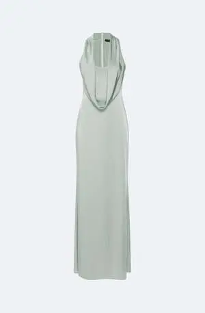 Lapointe Lightweight Satin Cowl Neck Gown - Jade