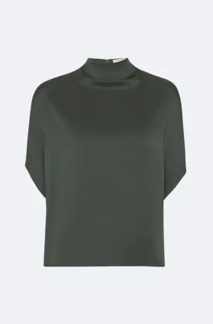 Lapointe Cape Tee In Doubleface Satin - Pine