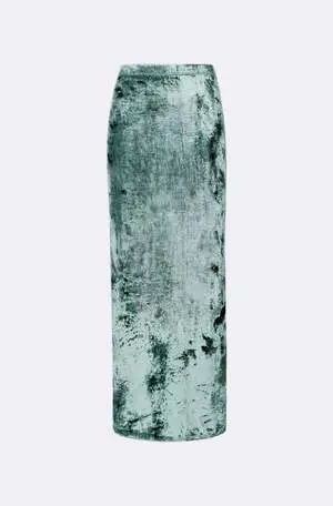 Lapointe Velvet Midi Skirt - Green