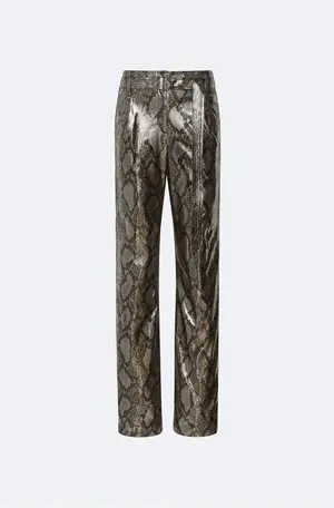 Lapointe Metal Snake Belted Pant - Silver