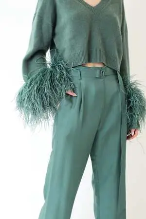 Lapointe Silky Twill Belted Pant - Green