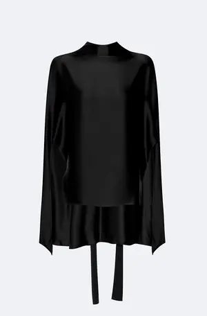 Lapointe Satin Scarf Cape Top - Black