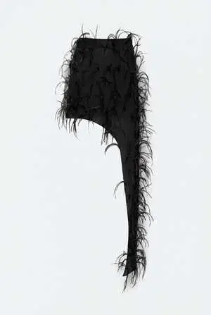 Lapointe Lightweight Georgette Skirt With Feathers - Black