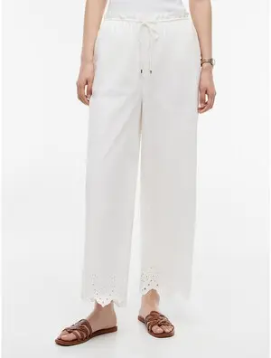 Tommy Hilfiger Embroidered Eyelet Cropped Pull-on Pant