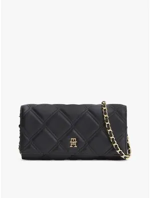 Tommy Hilfiger Quilted Chain Strap Flap Wallet - Black