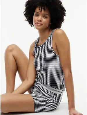 Tommy Hilfiger Striped Racerback Tank And Short Sleep Set