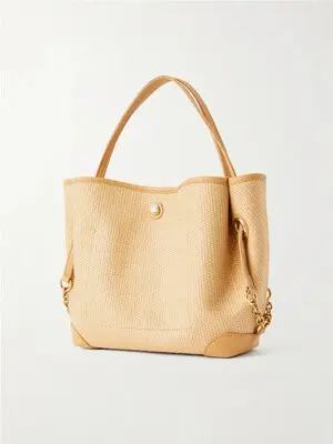 Chloé Clover Raffia-effect Tote With Leather Trim