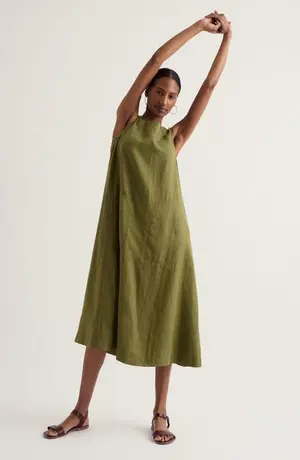 SEASALT CORNWALL Cresting Waves Sleeveless Linen A-line Dress
