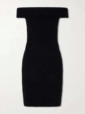 Magda Butrym Off-the-shoulder Knitted Midi Dress - Black