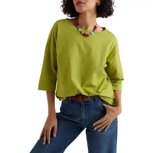 SEASALT CORNWALL Tremayne Quay Organic Cotton Top - Avocado