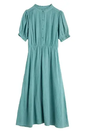 SEASALT CORNWALL Shore Path Organic Cotton Gauze Midi Dress