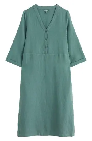 SEASALT CORNWALL Dew Drop Long Sleeve Linen Midi Dress