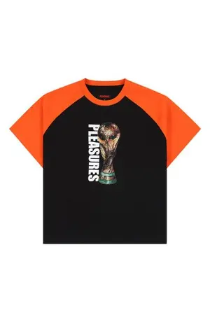 PLEASURES World Cup Trophy Raglan Graphic T-shirt - Black