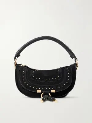Chloé Marcie Mini Studded Suede Tote - Black
