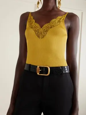 Saint Laurent Cylinder Croc-effect Leather Belt