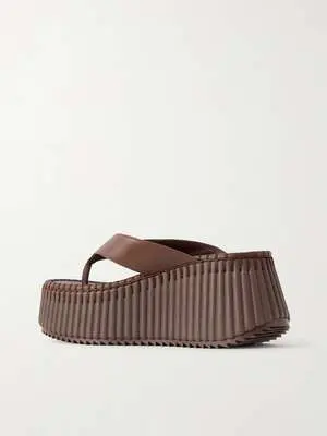 Chloé Nama Leather Platform Thong Sandals
