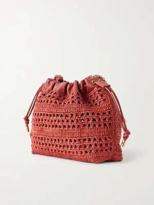 Chloé Summer Banana Leather-trimmed Raffia Shoulder Bag