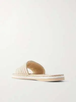 Chloé Embroidered Striped Cord Slides