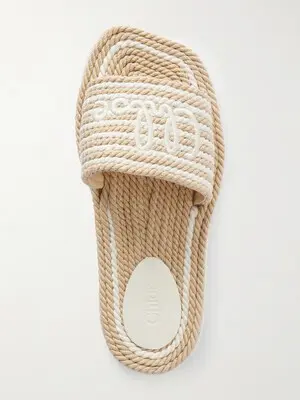 Chloé Embroidered Striped Cord Slides