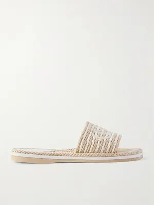 Chloé Embroidered Striped Cord Slides - Neutrals
