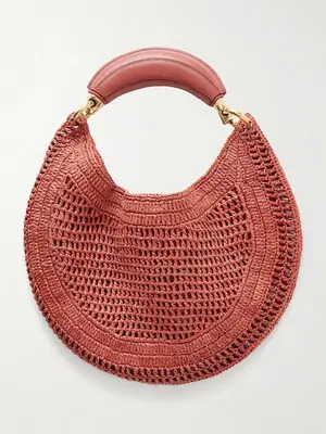 Chloé Raffia Embroidered Logo Tote - Red