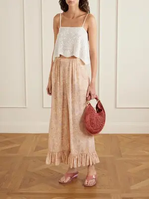 Chloé Raffia Embroidered Logo Tote