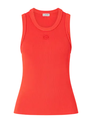 Loewe Anagram Embroidered Ribbed Tank - Red