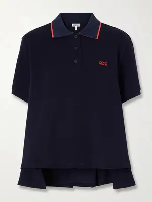 Loewe Anagram-embroidered Cotton-piqué Polo Shirt - Blue