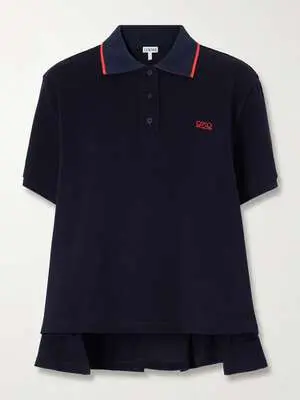 Loewe Anagram-embroidered Cotton-piqué Polo Shirt - Navy