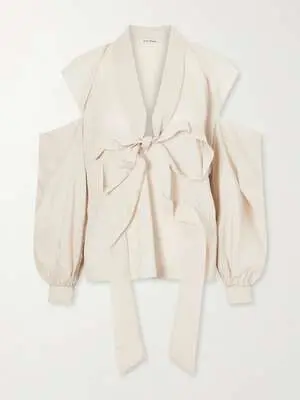Acne Studios Bow-embellished Cut-out Lyocell Blouse - Beige