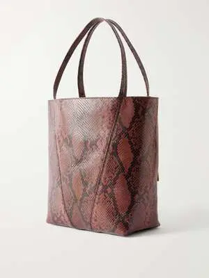 Chloé Spin Embellished Snake-effect Leather Tote