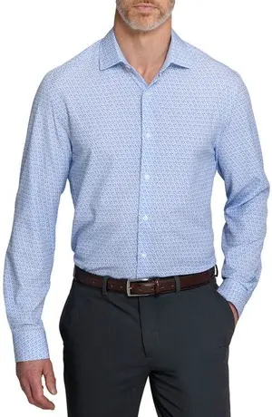 W.R.K Faint Floral Performance Dress Shirt - White/blue